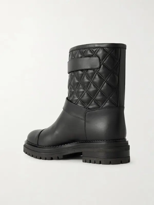 AQUAZZURA Buckled Quilted Leather Ankle Boots