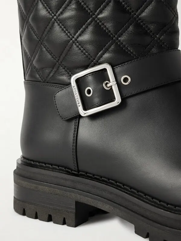 AQUAZZURA Buckled Quilted Leather Ankle Boots