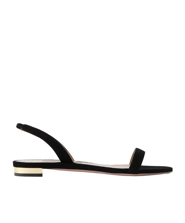 AQUAZZURA Suede Singlestrap Sandals - Black