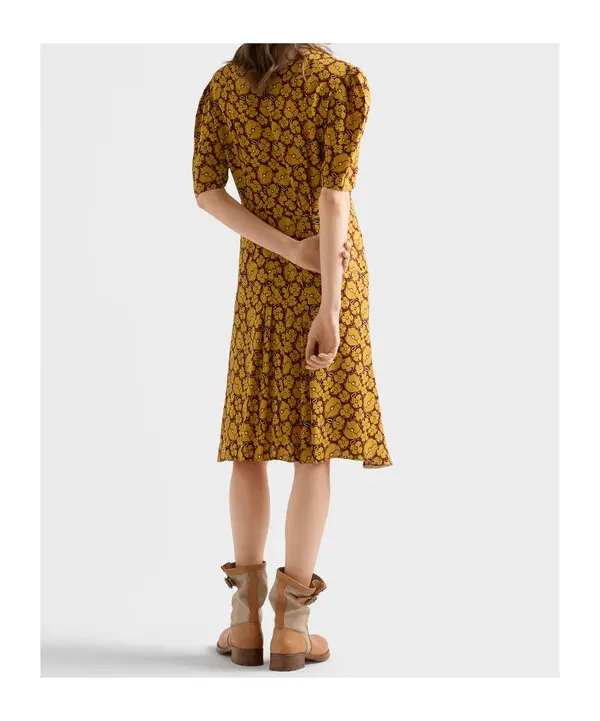Prada Embroidered Floral Print Sablé Dress