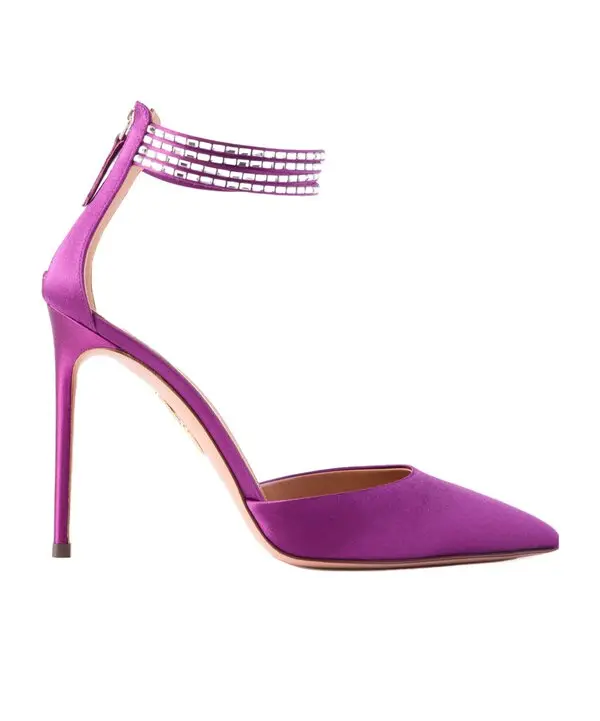 AQUAZZURA Crystal-embellished Satin Pumps - Purple