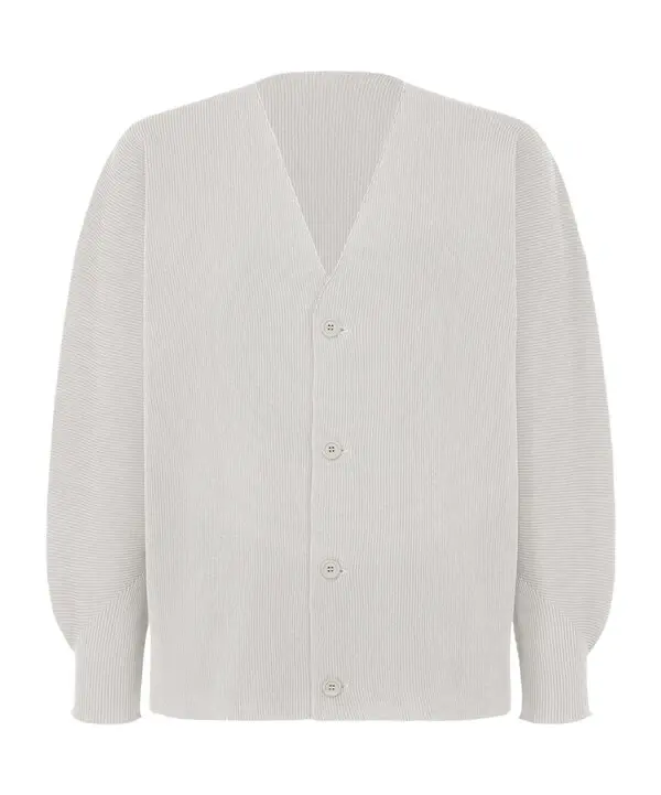 Issey Miyake Pleated Button Cardigan - Light Gray
