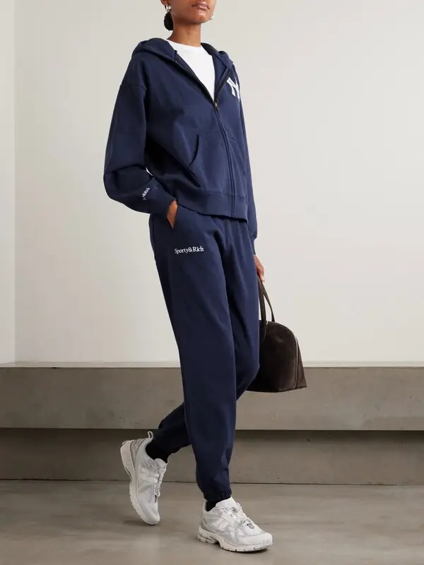 SPORTY  RICH Sporty & Rich Embroidered Cotton Sweatpants