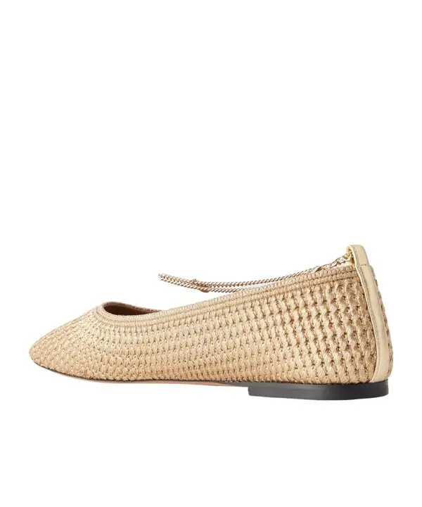 Stella McCartney Shiny Silk Woven Flat Shoes - Nude