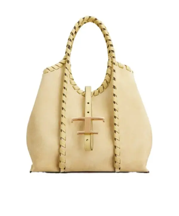 TOD'S T Timeless Mini Suede Leather Shoulder Bag - Yellow