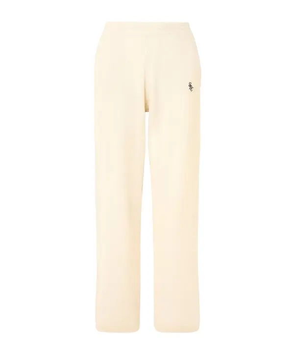 SPORTY  RICH Embroidered Cashmere And Wool-blend Track Pants - Beige