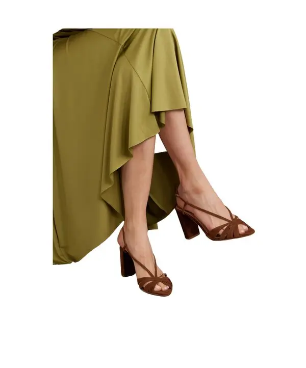 AQUAZZURA Solid Color Suede Slingback Sandals