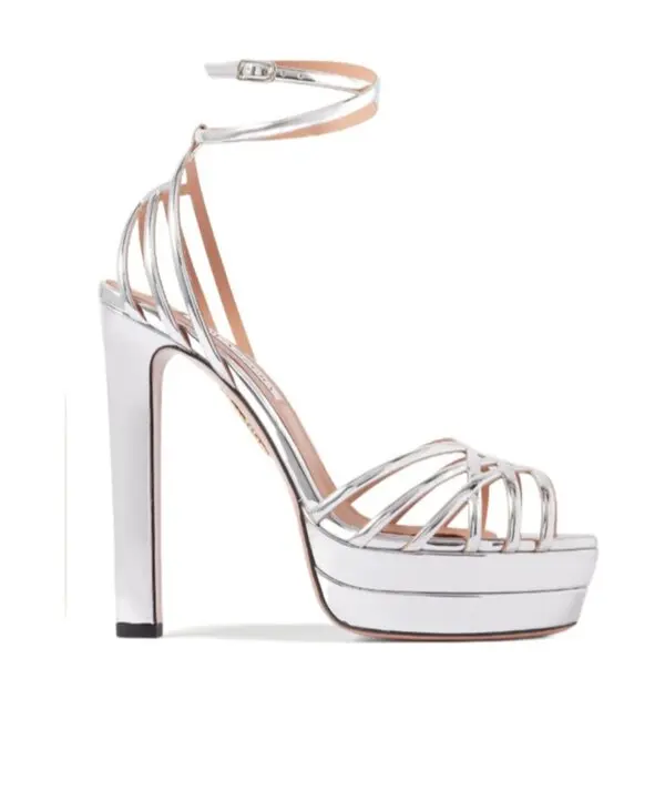 AQUAZZURA Metallic Strap High-heeled Sandals - White