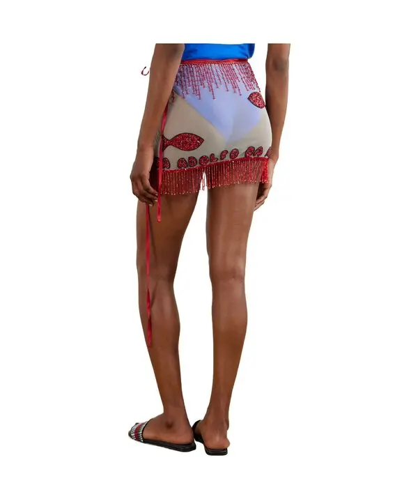 Staud Tassel Beaded Mesh Sarong