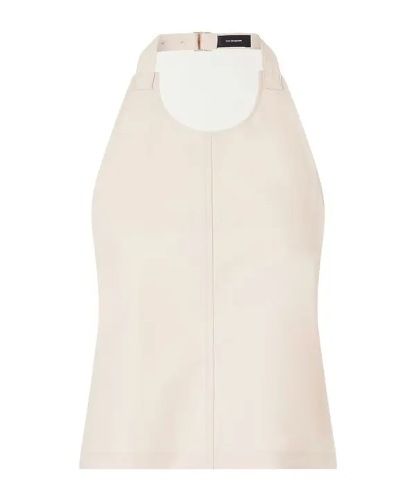 Wardrobe.NYC Halter Neck Top With Buckle Strap Detail - White