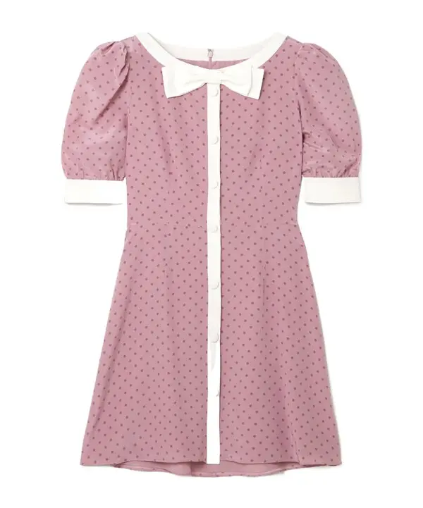 Alessandra Rich Polka Dot Mini Dress With Bow Decoration - Pink