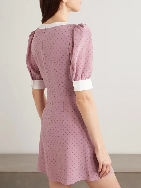 Alessandra Rich Polka Dot Mini Dress With Bow Decoration