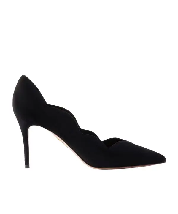 AQUAZZURA Scalloped Suede Pumps - Black