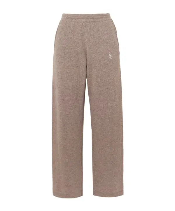 SPORTY  RICH Sporty & Rich Embroidered Cashmere And Wool Blend Casual Pants