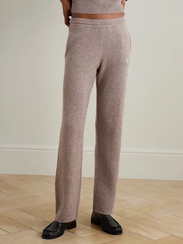 SPORTY  RICH Sporty & Rich Embroidered Cashmere And Wool Blend Casual Pants