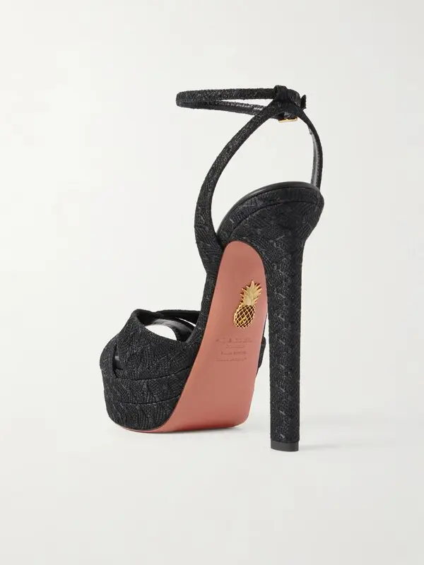 AQUAZZURA Metallic Woven Platform Sandals