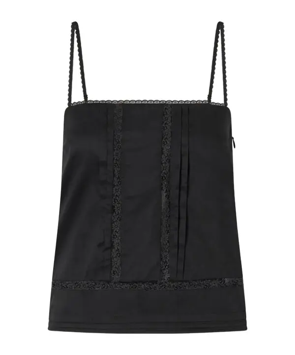 Staud Corinna Lace-trimmed Top - Black