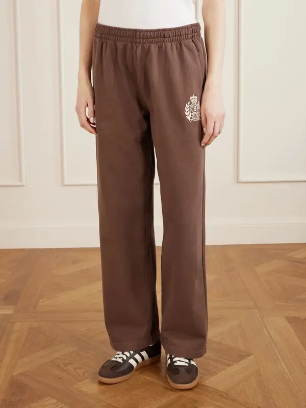 SPORTY  RICH Sporty & Rich Embroidered Cotton Knit Sweatpants