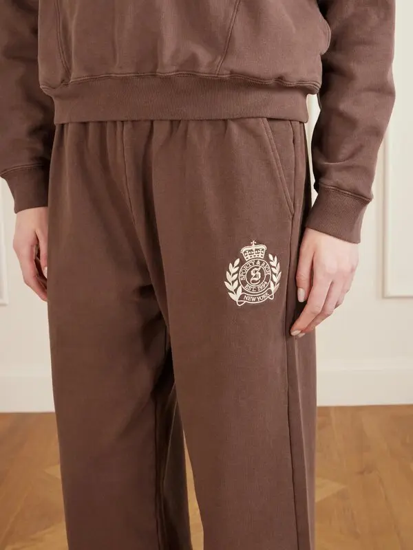 SPORTY  RICH Sporty & Rich Embroidered Cotton Knit Sweatpants