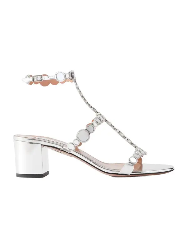 AQUAZZURA Metallic Heeled Sandals - No