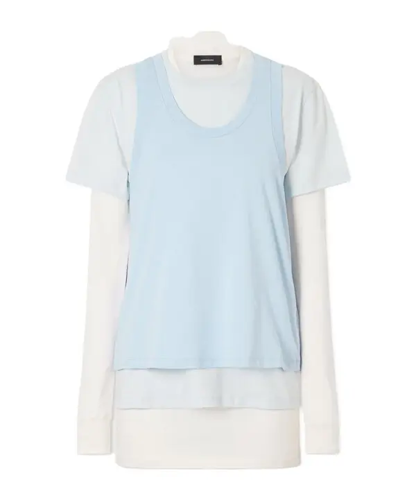 Wardrobe.NYC Layered Cotton-jersey T-shirt - Blue