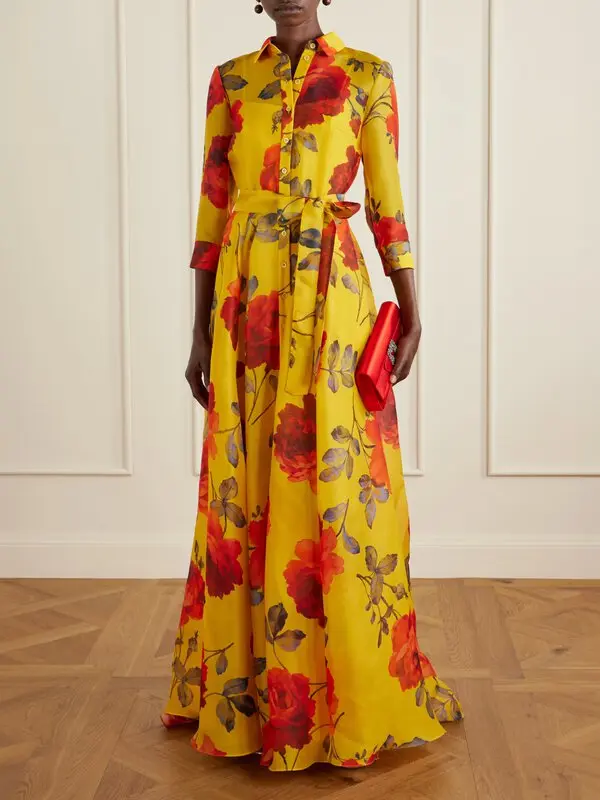 Carolina Herrera Floral Print Dress With Tie