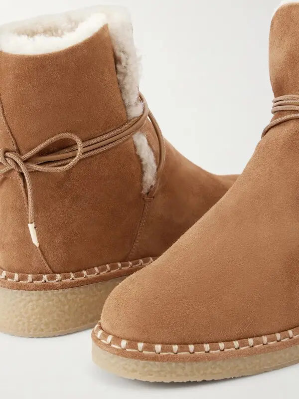 AQUAZZURA Suede Shearling-lined Ankle Boots