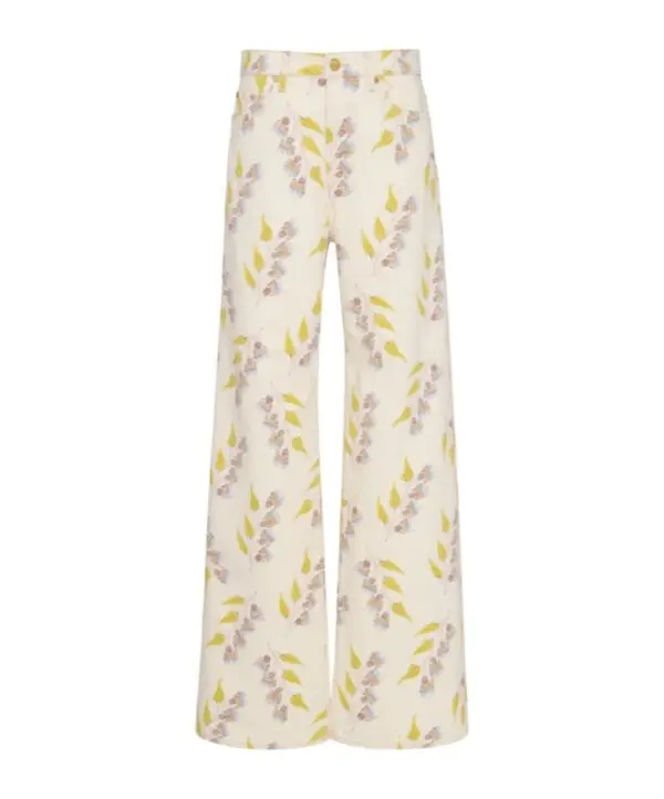 Ulla Johnson Floral Mid-rise Wide-leg Jeans - Nude