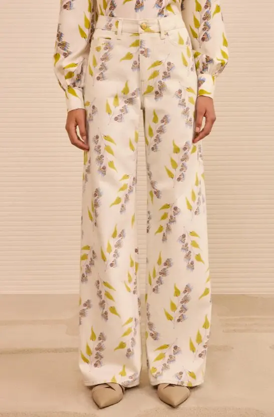 Ulla Johnson Floral Mid-rise Wide-leg Jeans