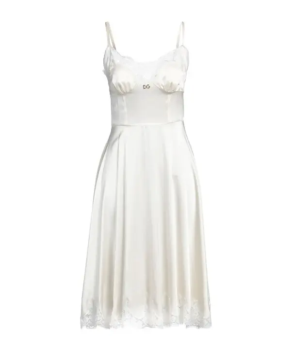 Dolce & Gabbana Satin Lace Slip Dress - White