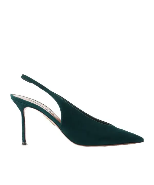 AQUAZZURA Suede Slingback Pumps - Black