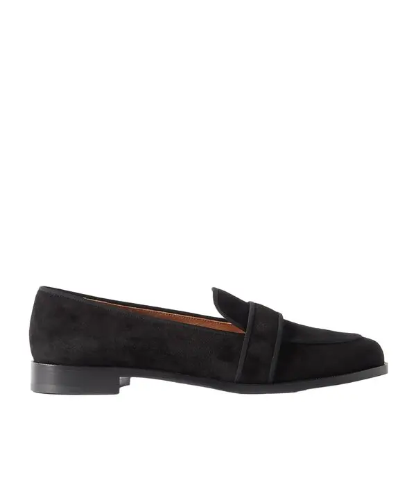 AQUAZZURA Grosgrain Trimmed Loafers - Black