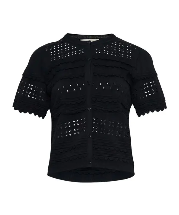 Ulla Johnson Abriana Eyelet Knit Cardigan - Black