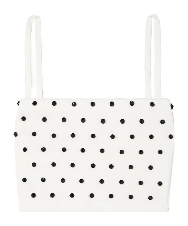 Carolina Herrera Cropped Crystal-embellished Knitted Top - White