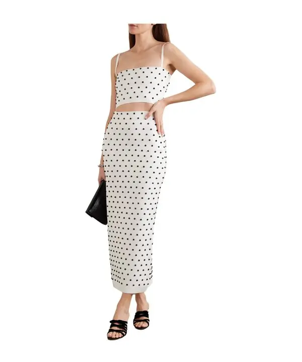 Carolina Herrera Cropped Crystal-embellished Knitted Top