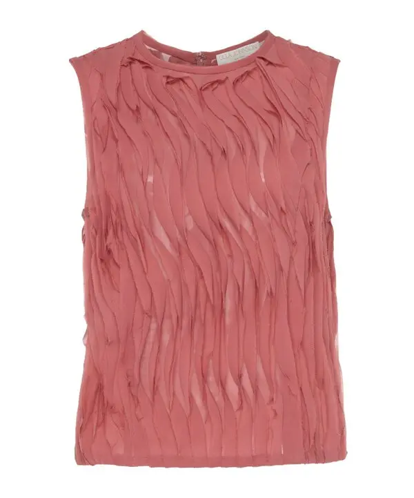 Ulla Johnson Bias Cut Chiffon Sleeveless Top - Maroon