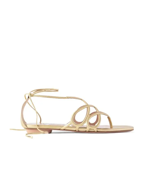 AQUAZZURA Metallic Leather Sandals - No