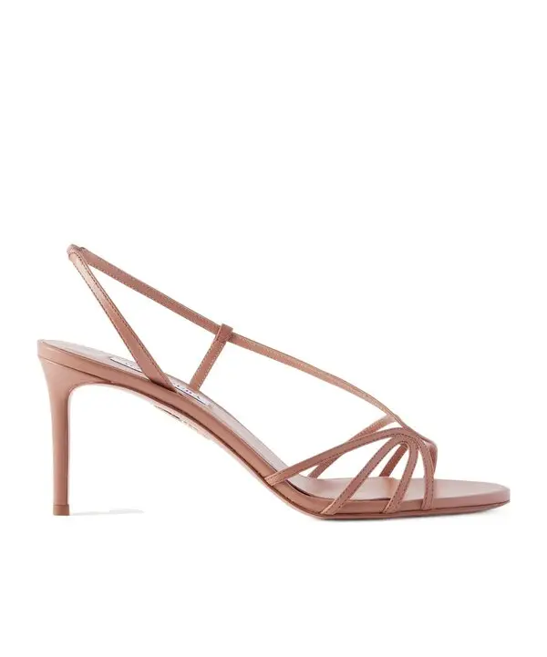 AQUAZZURA Talk To Me 75 Metallic Leather Slingback Sandals - Pink