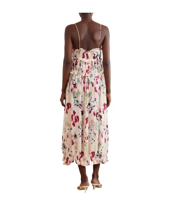 Ulla Johnson Floral-print Ruched Silk Maxi Dress