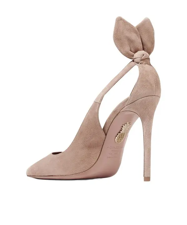 AQUAZZURA Suede Slingback Pumps With Bow Detail