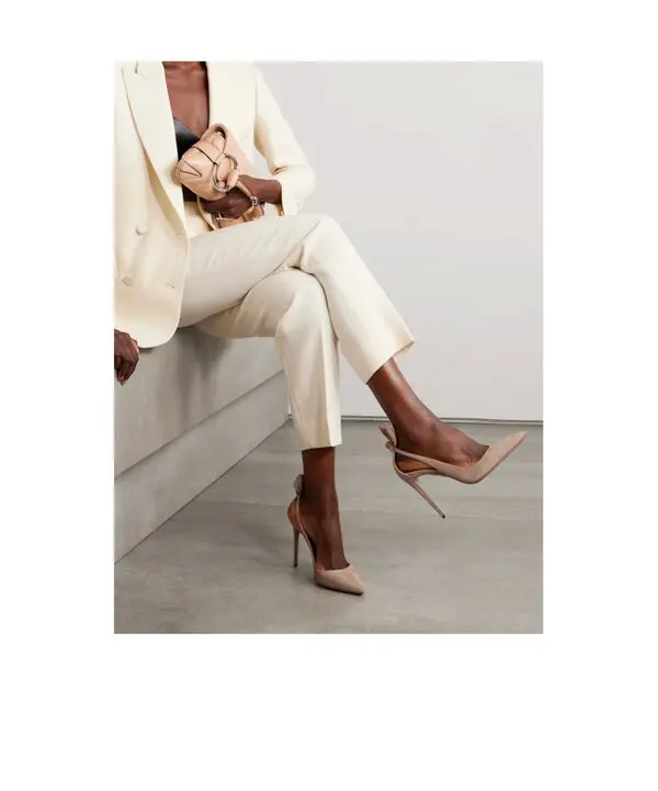 AQUAZZURA Suede Slingback Pumps With Bow Detail