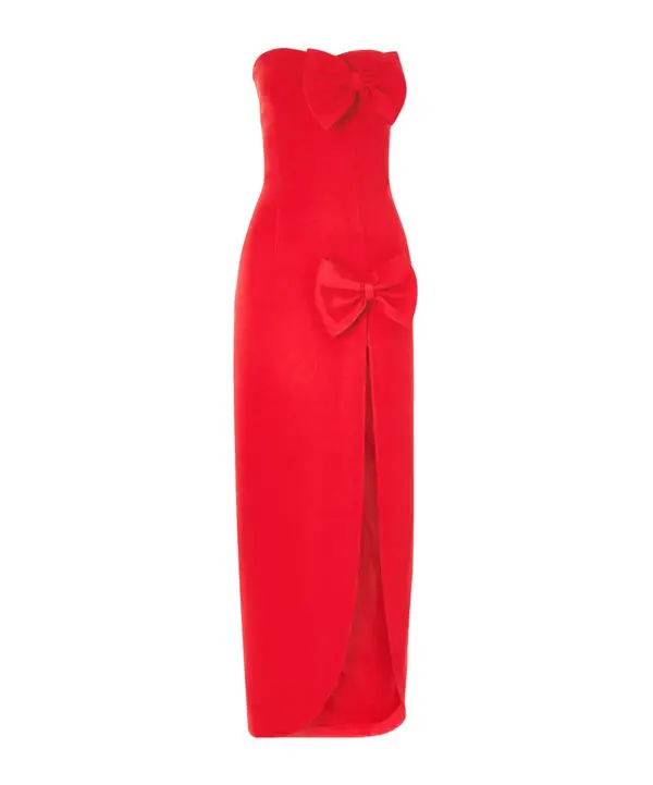 Alessandra Rich Strapless Bow-decorated Dress - Red
