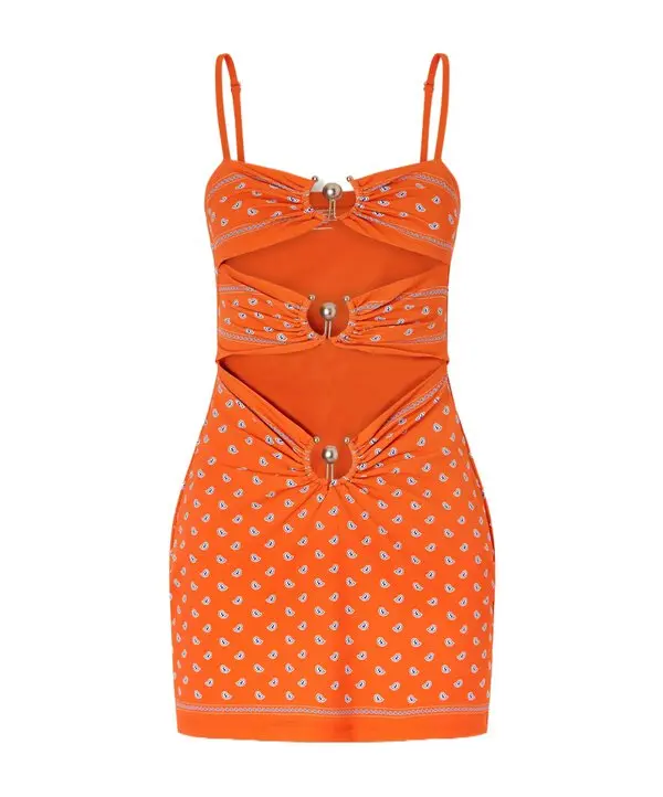 Christopher Esber Spaghetti Strap Cut Out Mini Dress - Orange