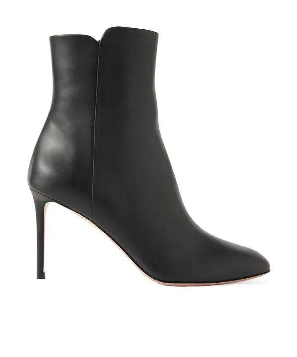 AQUAZZURA Solid Color Leather Ankle Boots