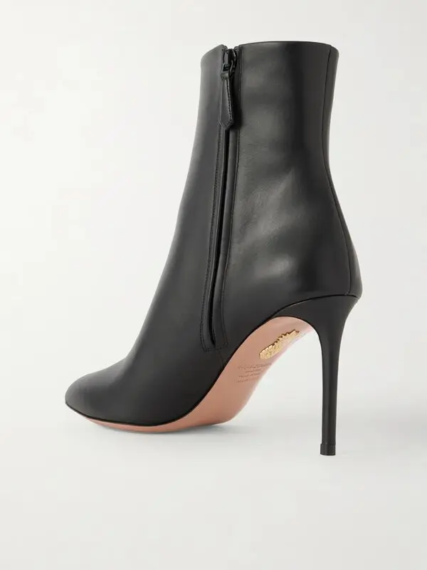 AQUAZZURA Solid Color Leather Ankle Boots