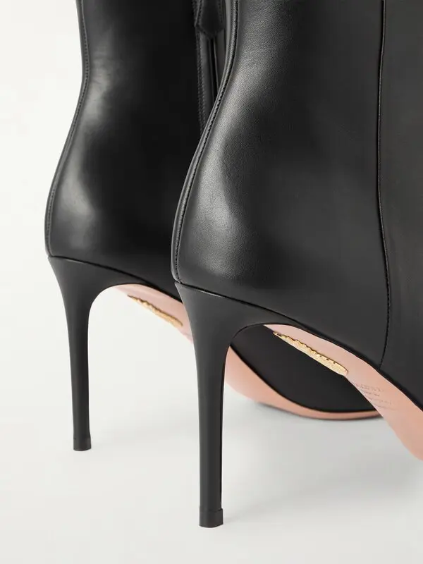 AQUAZZURA Solid Color Leather Ankle Boots