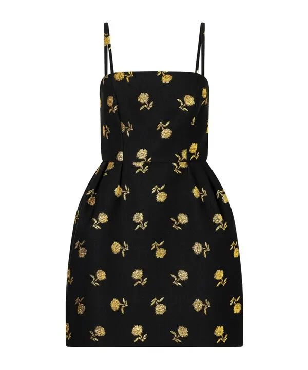 Carolina Herrera Embroidered Jacquard Mini Dress - Black