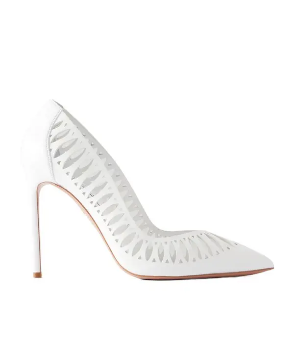 AQUAZZURA Laser-cut Leather Pumps - White