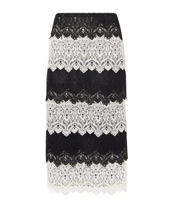 Carolina Herrera Lace Midi Skirt - Black
