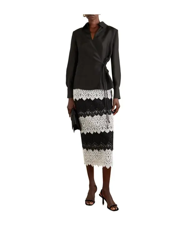 Carolina Herrera Lace Midi Skirt